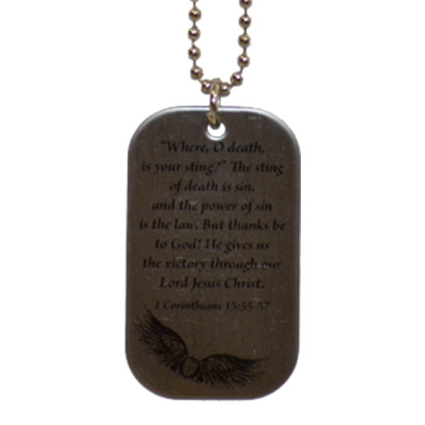 Victorious Through Jesus Christ Dog Tag | 1 Corinthians 15:55-57