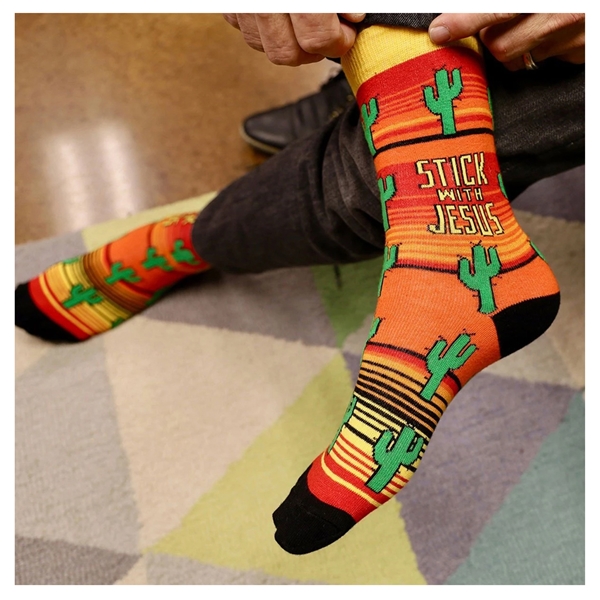 Stick With Jesus Christian Socks | Psalm 27:14 | Kerusso